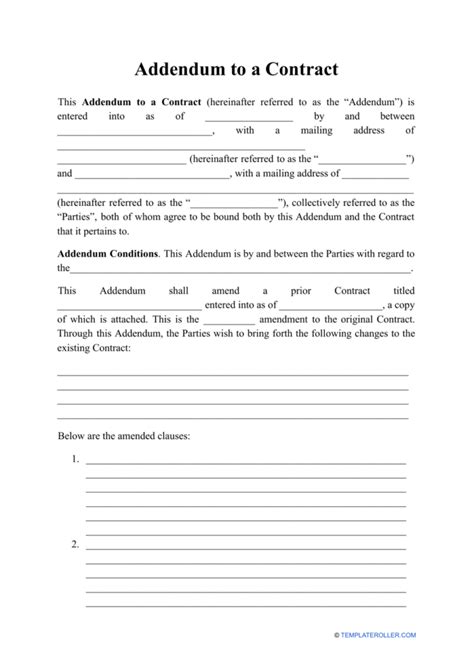Addendum Agreement Template