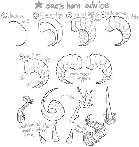 Simple Illustration Different Horns Drawing