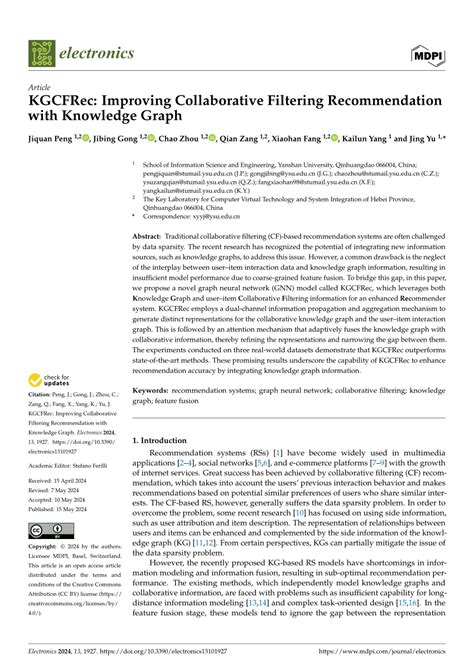 Pdf Kgcfrec Improving Collaborative Filtering Recommendation With Knowledge Graph