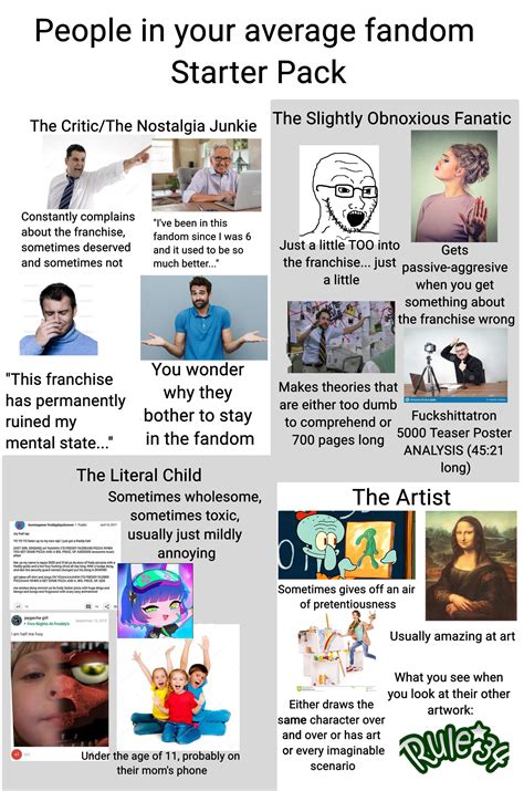 People In Your Average Fandom Starter Pack Rstarterpacks
