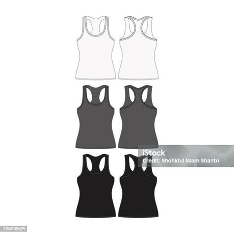 빈 남성 여성 탱크탑 모형 템플릿 탱크탑 템플릿 조끼 여성 탱크탑 의류 모형 그림 앞 뒷모습 탱크 탑 패션 일러스트 탱크톱에 대한 스톡 벡터 아트 및 기타 이미지 Istock