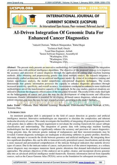 Pdf Ai Driven Integration Of Genomic Data For Enhanced Cancer Diagnostics