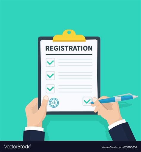 Man Hold Registration Clipboard With Checklist Vector Image