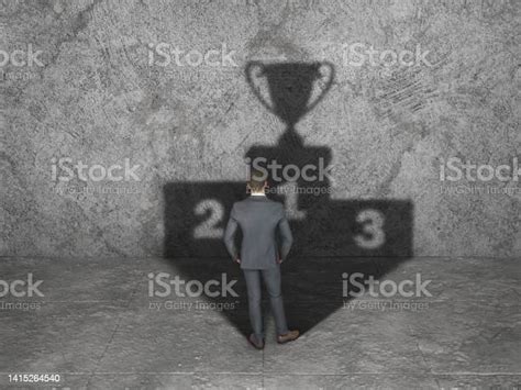 인간은 첫 번째 장소의 형태로 그림자를 던졌습니다 3d 일러스트레이션 Championship에 대한 스톡 사진 및 기타 이미지