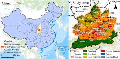 Location Of The Xian Metropolitan Area The Land Use Data In The Download Scientific Diagram