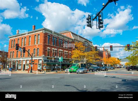 Historic Commercial Buildings On Main Street At Natick Common In Historic Town Center Of Natick