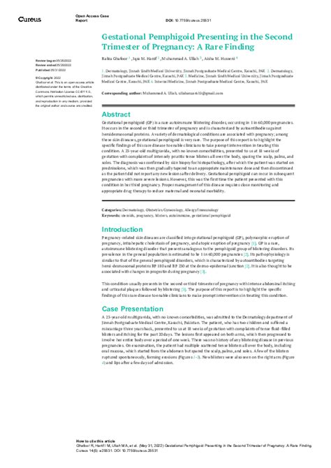 Pdf Gestational Pemphigoid Presenting In The Second Trimester Of