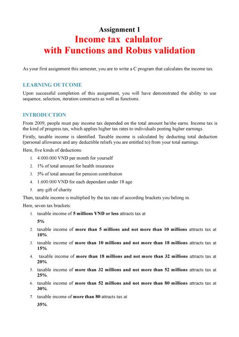 Computer Science Assignment 1 Assignment 1 Income Tax Calulator With