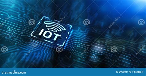 Internet Of Things IOT Concept Electric Circuits Graphic Background With Infographic Stock