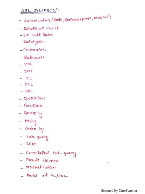 Oracle Sql Written Notes Pdf