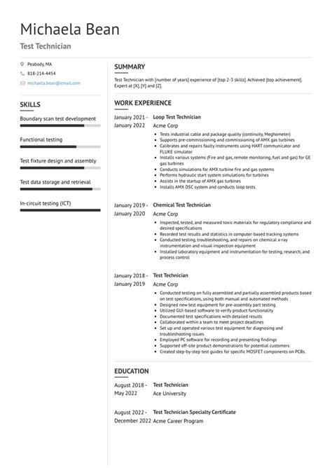 10 Test Technician Resume Examples That Work