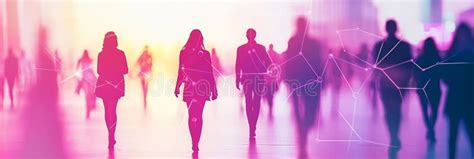 Interconnected Human Figures In A Network Digital Representation Of Human Connection Stock