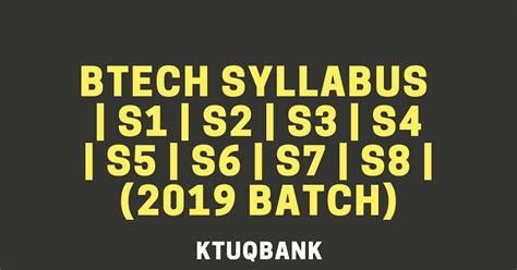 Btech 2019 Scheme Syllabus S1 S2 S3 S4 S5 S6 S7 S8