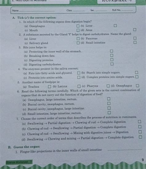 Name Class Sec Roll No A Tick Ω The Correct Option 1 In Which Of T