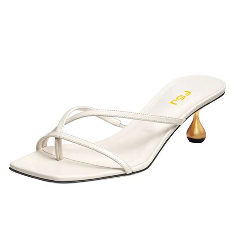 Fsj Women Strappy Heeled Square Open Toe Thong Sandals Special Kitten