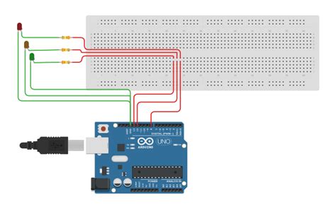 Circuit Design Traffic Lights Simulation Tinkercad