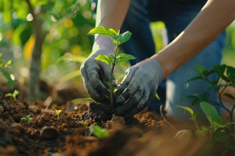 Premium Photo Woman Planting Trees In Garden To Save World Concept