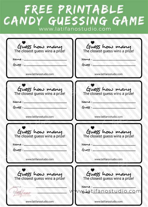 Free Printable Candy Guessing Game Label Template Fun Guess How Many