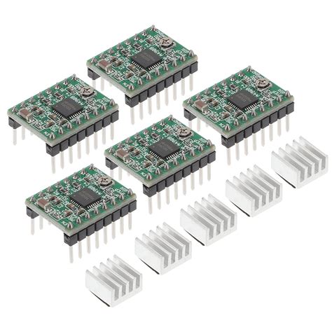 5pcs A4988 Compatible Stepper Motor Driver Module With Heat Sink For 3d Printer