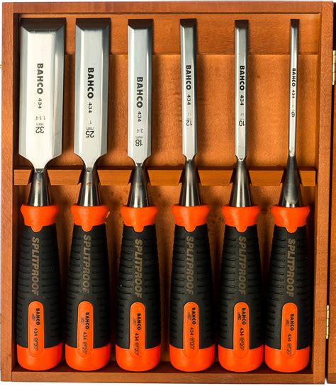 Bahco 434 S6 EUR 6 Piece ERGO Splitproof Chisel Set In Wooden Box 6 38mm PrimeTools