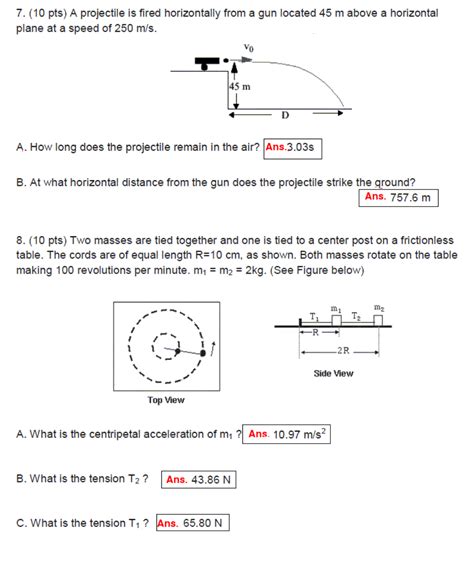 Solved A Projectile Is Fired Horizontally From A Gun Located Chegg
