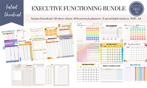Executive Functioning Mega Bundle Homework Planners Chore Charts