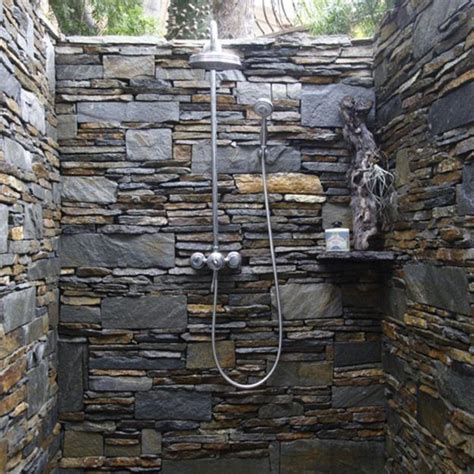 30 Outdoor Shower Design Ideas Showing Beautiful Tiled And Stone Walls