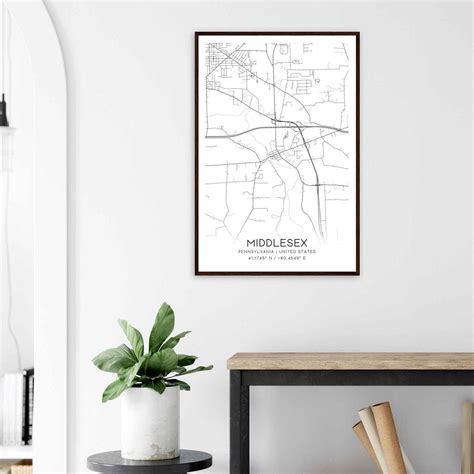 Middlesex Pennsylvania Map Poster Modern Home Decor Wall Art Print Custom Maps And Posters