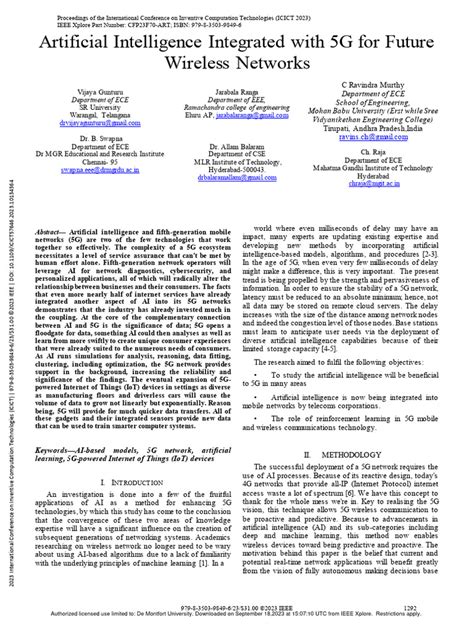 Artificial Intelligence Integrated With 5g For Future Wireless Networks Pdf Artificial