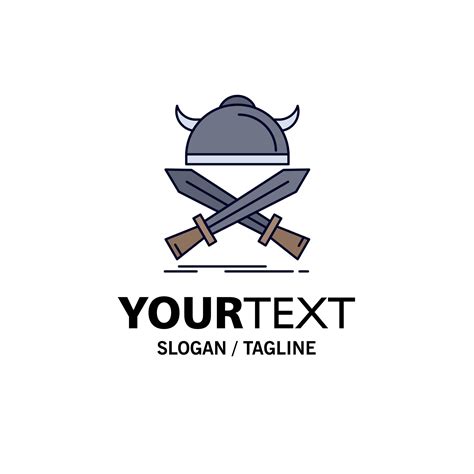 Battle Emblem Viking Warrior Swords Flat Color Icon Vector 19180033 Vector Art At Vecteezy