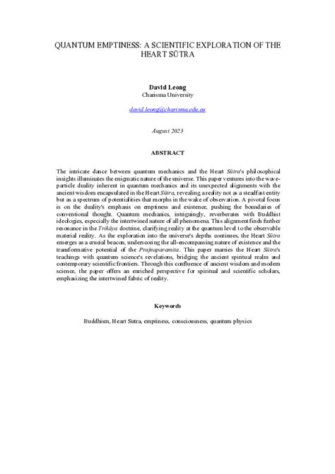 Pdf Quantum Emptiness A Scientific Exploration Of The Heart SŪtra