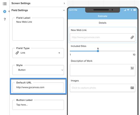 Default Url For Link Fields In The Legacy Builder Gocanvas Help Center