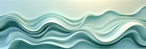 Abstract Waves Of Green Paper Layers Creating Serene Flowing Patterns Stock Illustration