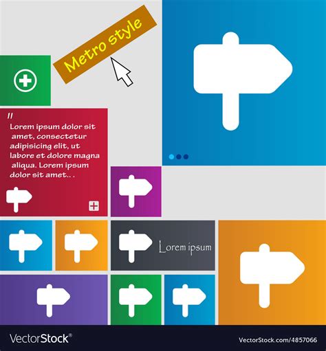 Information Road Icon Sign Metro Style Buttons Vector Image