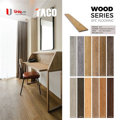 Jual Taco Spc Flooring 5mm Wood Series Lantai Spc Taco Sistem Click