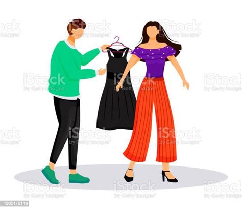 패션 디자이너는 플랫 컬러 벡터 일러스트레이션을 작동합니다 유명한 사람들을 드레싱 패션쇼를 위한 의상을 선택합니다 흰색 배경에 활주로 고립 만화 캐릭터에 대한 모델 준비