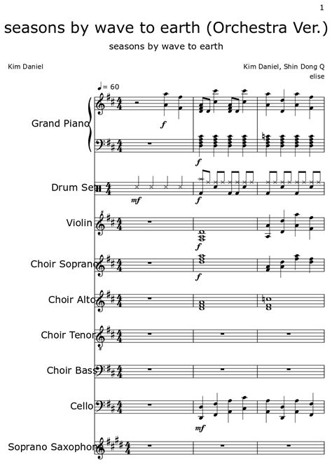 Seasons By Wave To Earth Orchestra Ver Sheet Music For Piano Drum