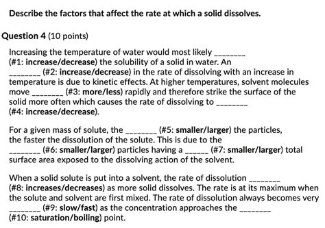 Describe The Factors That Affect The Rate At Which A Solid