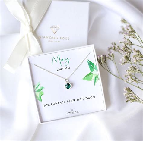 Emerald May Birthstone Necklace May Birthday T Taurus Birthstone