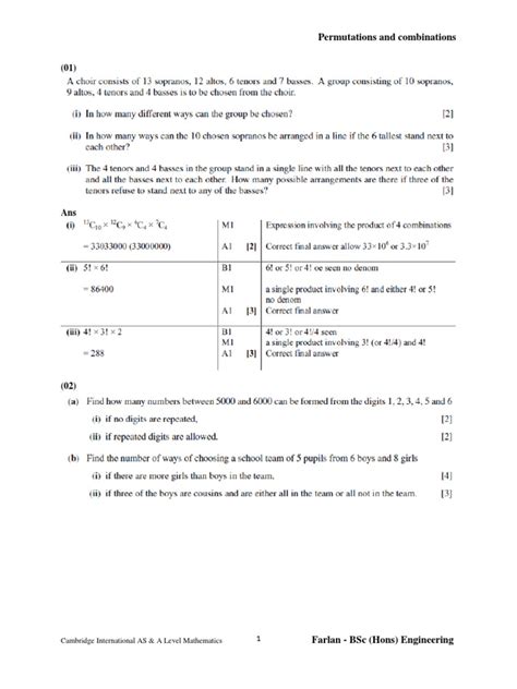Permutations And Combinations Statistics Pdf Mathematics Academic Degree