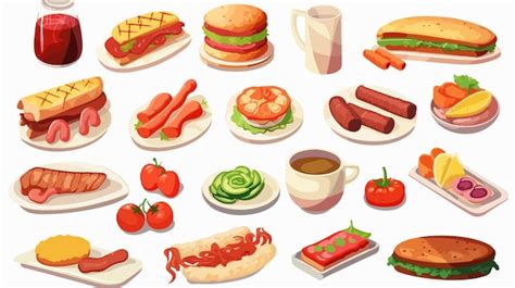 Vibrant Illustration Of Assorted Food Items Premium Ai Generated Vector