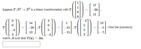 Solved Suppose T R R Is A Linear Transformation With Chegg Com