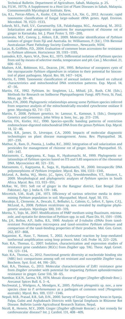 Table 7 Pythium Soft Rot Of Ginger Detection And