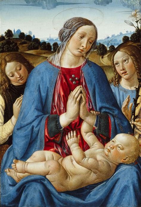 Мадонна с ангелами поклоняющияся Младенцу Иисусу картина — Козимо Росселли