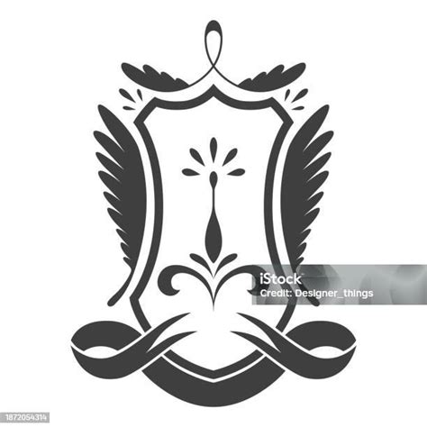 기사 방패 전령 아이콘 빈티지 모노크롬 나이트 어워드 요소 왕실 배지 고급 세공 엠블럼 흰색 배경에 장식 요소 검은색에 대한