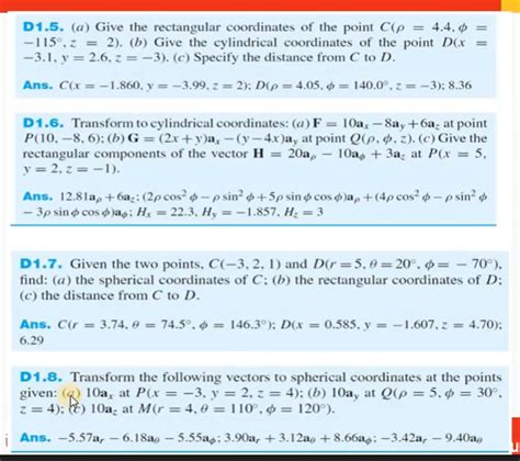 solved d1 5 a give the rectangular coordinates of the