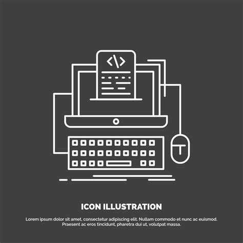 Code Coding Computer Monoblock Screen Icon Line Vector Symbol For