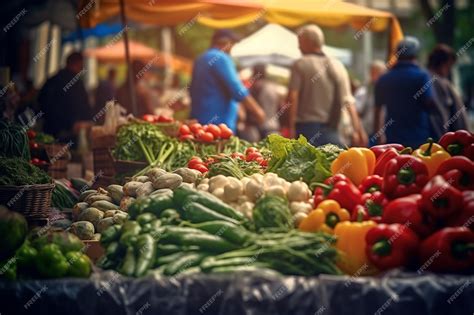 Premium Ai Image Fruits And Vegetables At A Farmers Market With Ai