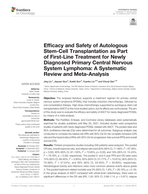 Pdf Efficacy And Safety Of Autologous Stem Cell Transplantation As Part Of First Line
