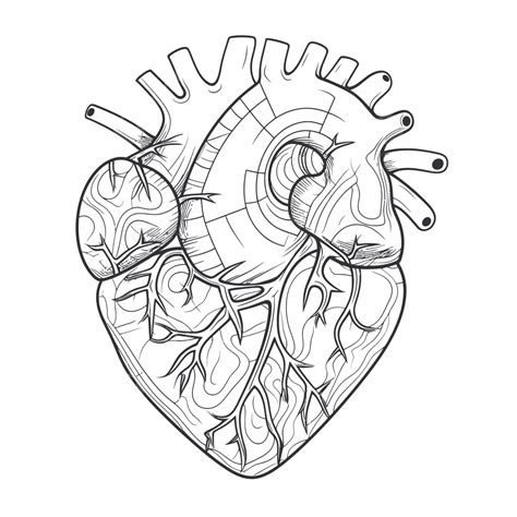 Heart Human Drawing Coloring Rib Cage Anatomy Skeleton Clipart